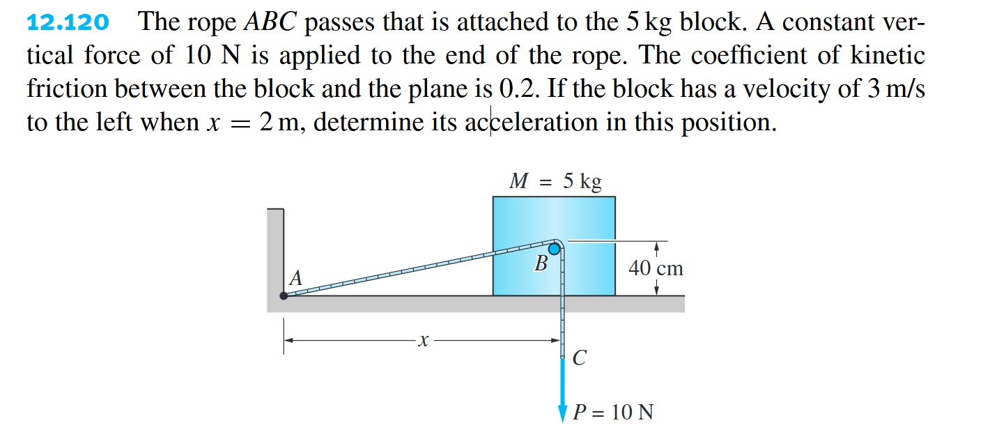 Solved 12.120 ﻿The rope ABC passes that is attached to the 5 | Chegg.com
