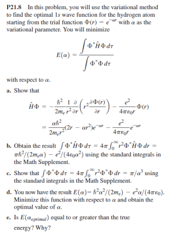 Solved P21.8 In this problem, you will use the variational | Chegg.com