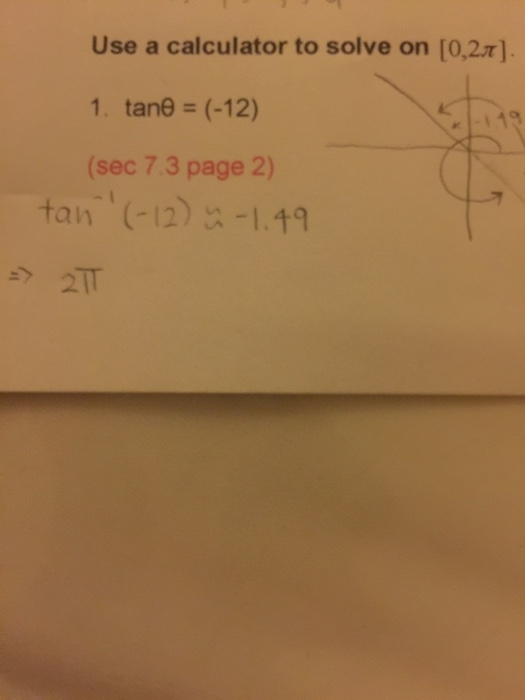 Solved Use a calculator to solve on [0, 2 pi]. tan theta = | Chegg.com