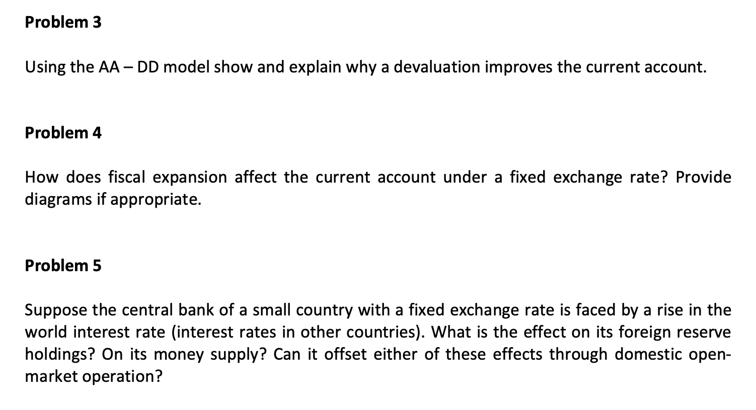 Solved Problem 3Using the AA - ﻿DD model show and explain | Chegg.com