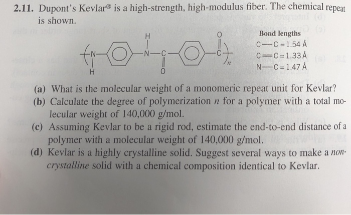 Solved 2.11. Dupont's Kevlar® is a high-strength, | Chegg.com