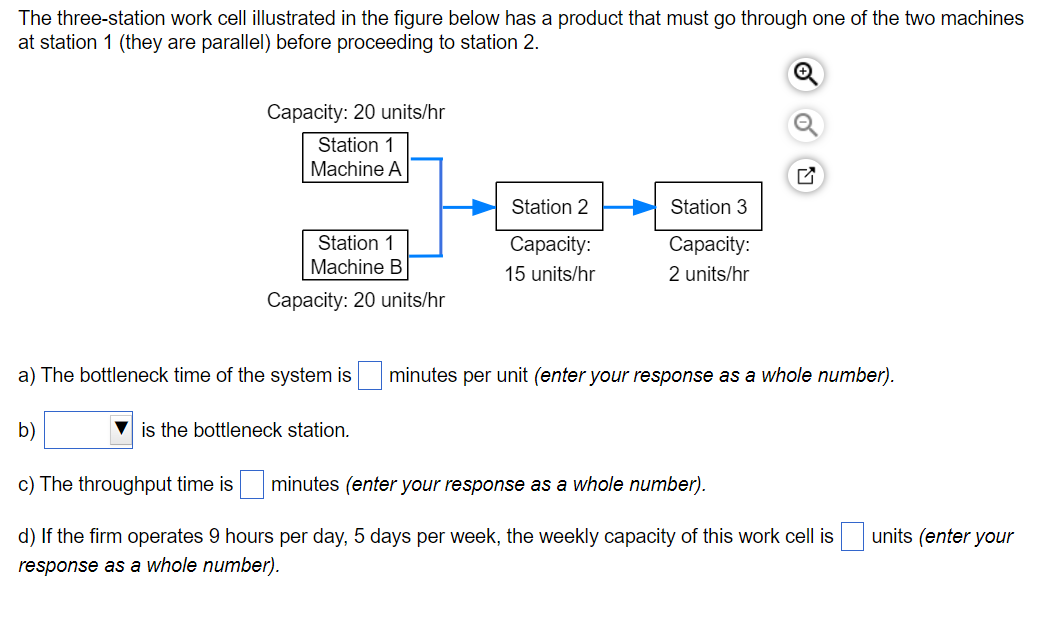 Solved The three-station work cell illustrated in the figure | Chegg.com