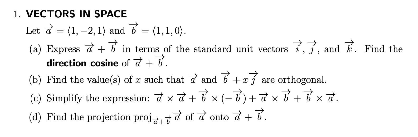 Solved = = 2 个个 2 2 2 1. VECTORS IN SPACE Let à = (1, -2, 1) | Chegg.com
