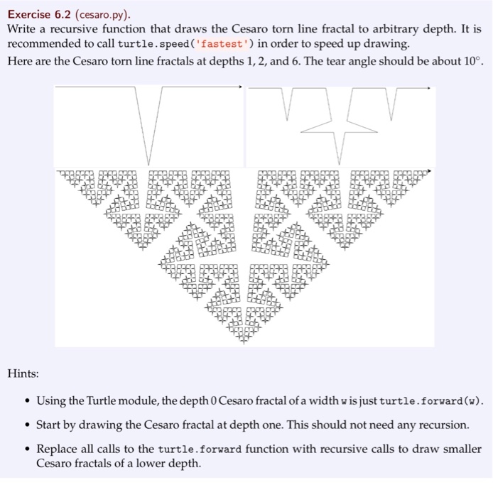 Solved Exercise 6.2 (cesaro.??) Write a recursive function | Chegg.com