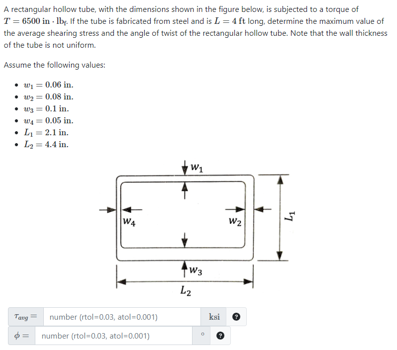 Solved A rectangular hollow tube, with the dimensions shown | Chegg.com