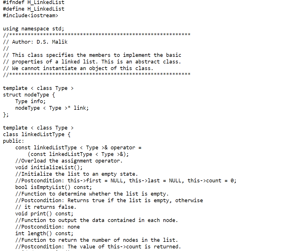 Solved Part 1: Starting from the unorderedLinkedList.h | Chegg.com