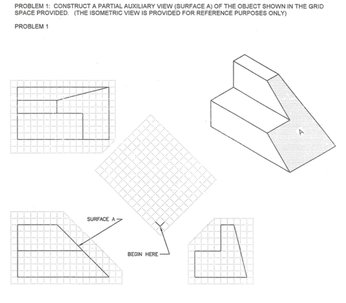 Solved PROBLEM 1: CONSTRUCT A PARTIAL AUXILIARY VIEW | Chegg.com
