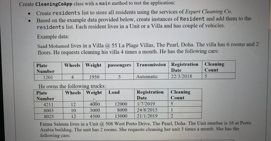 Solved Create Cleaning CoApp class with a main method to | Chegg.com
