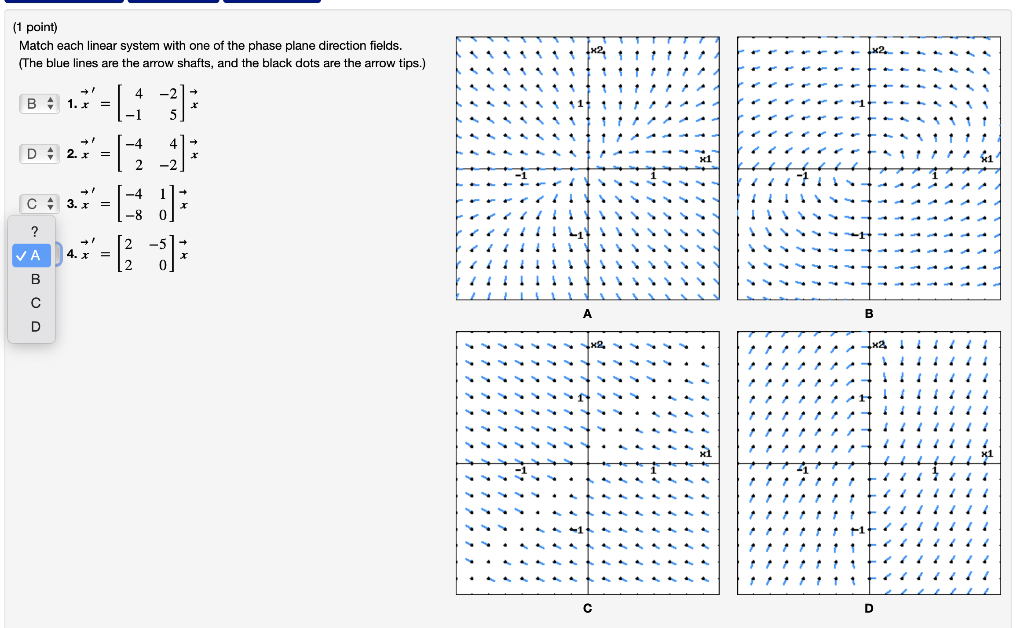 Solved ( 1 point) Match each linear system with one of the | Chegg.com
