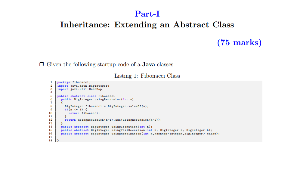 Solved Part-I Inheritance: Extending an Abstract Class (75 | Chegg.com