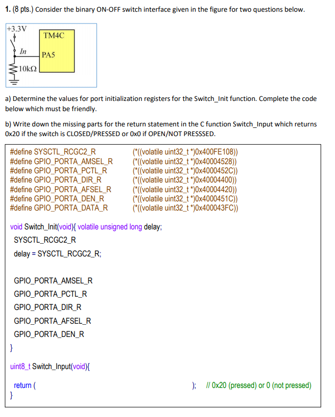 1. (8 pts.) Consider the binary ON-OFF switch | Chegg.com