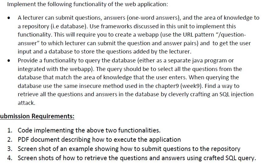 Solved Implement the following functionality of the web | Chegg.com