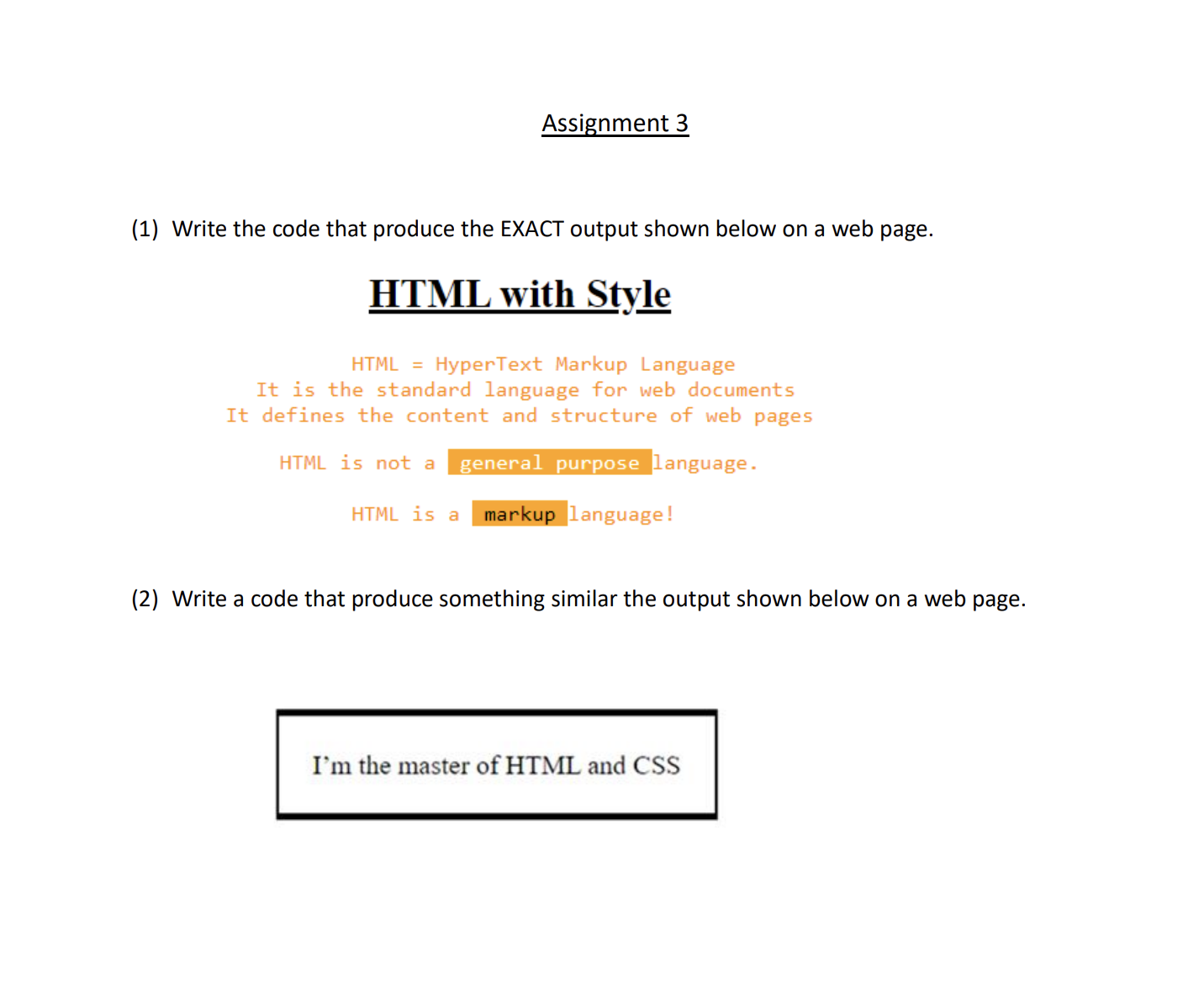 Solved Assignment 3(1) ﻿Write the code that produce the | Chegg.com
