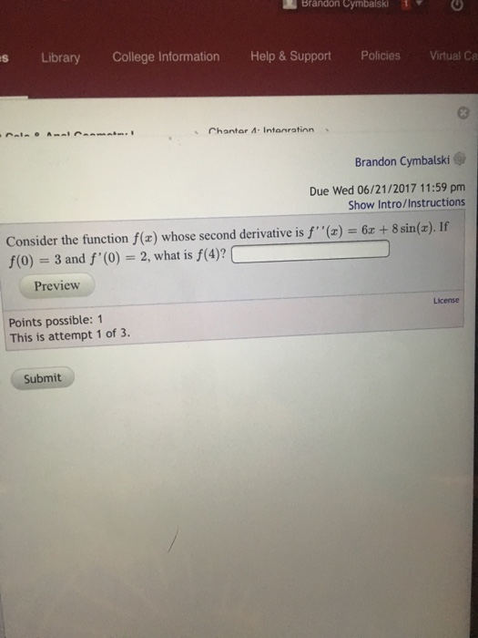 Solved Consider The Function Fx Whose Second Derivative Is 6196
