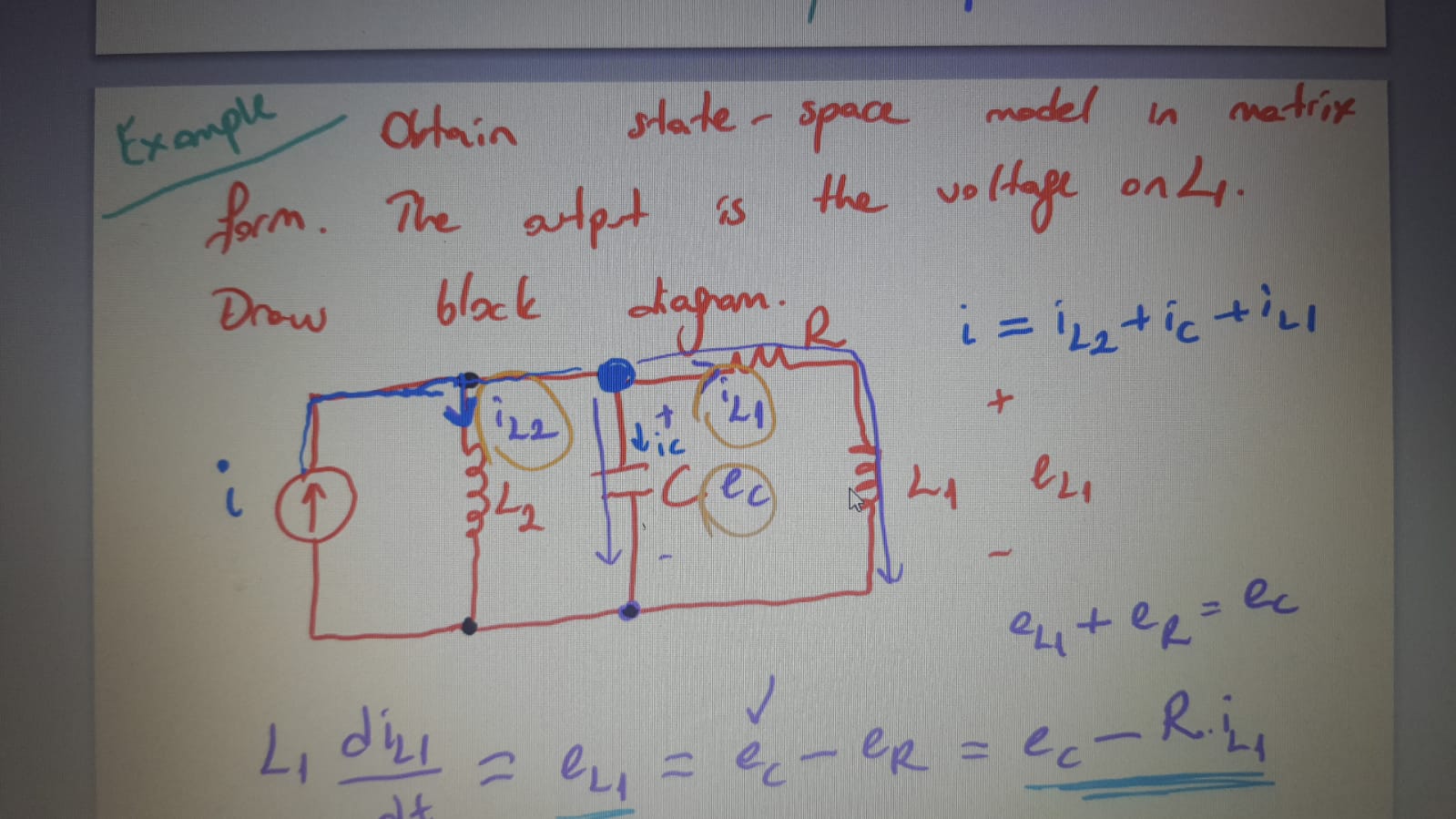 Example Obtain the state-space model in matrixform. | Chegg.com