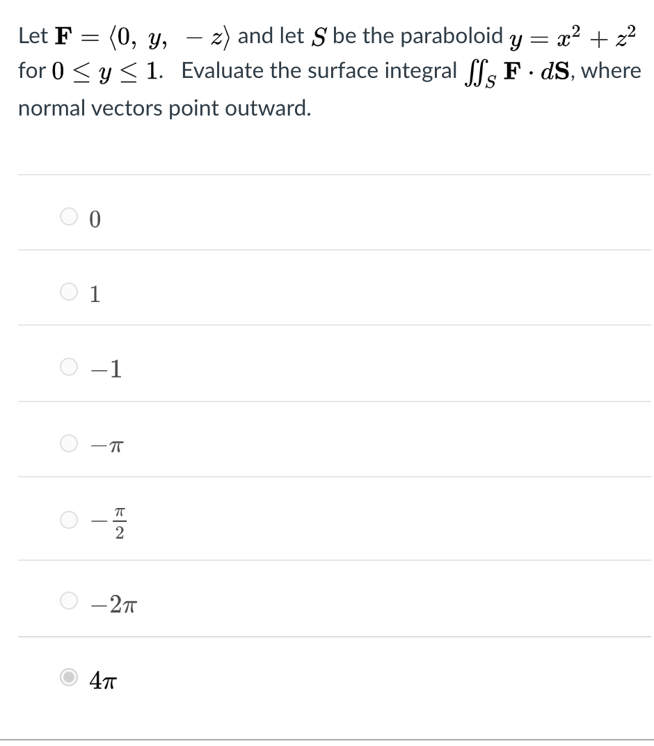 Solved = 2 Let F = (0, y, - 2) and let S be the paraboloid y | Chegg.com