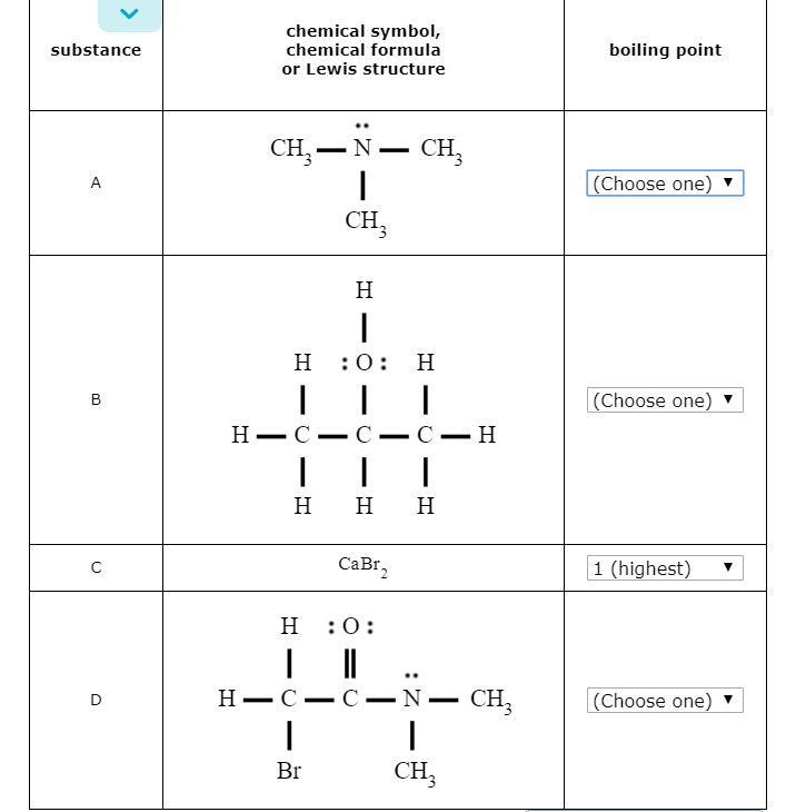 Solved substance chemical symbol, chemical formula or Lewis | Chegg.com