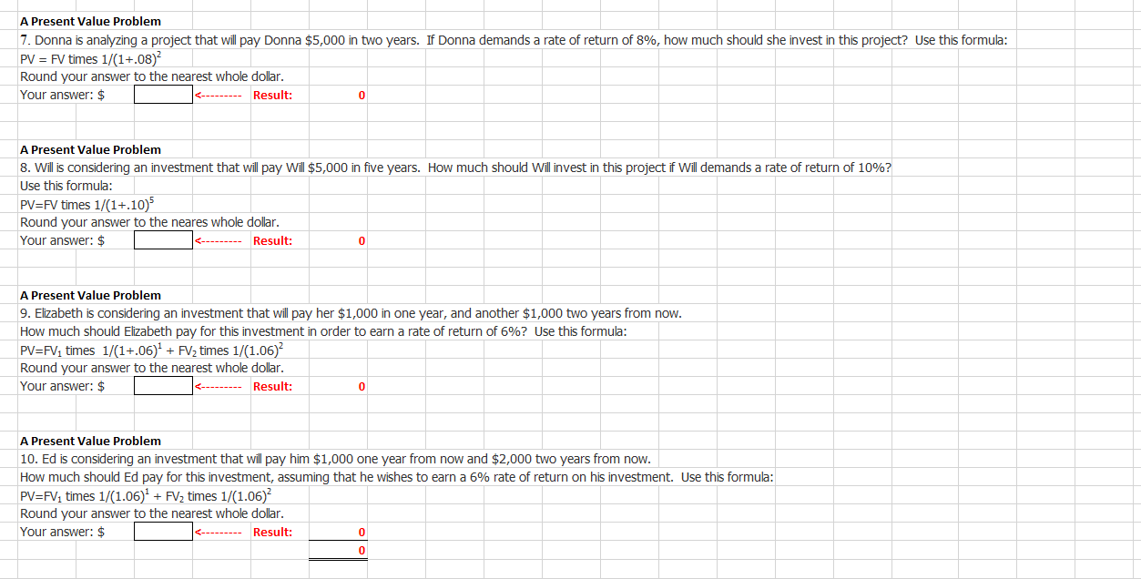 Solved A Present Value Problem 7. Donna is analyzing a | Chegg.com