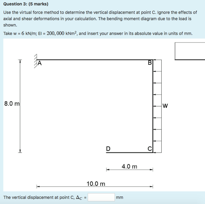 Solved Question 3: (5 marks) Use the virtual force method to | Chegg.com