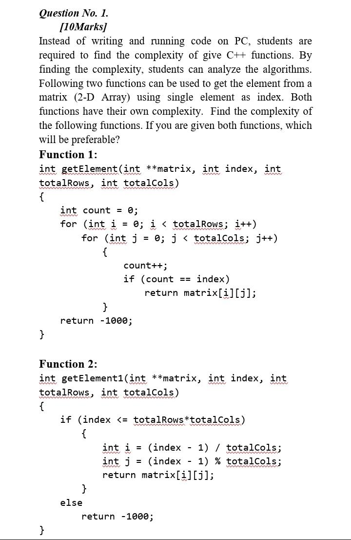 Solved Question No. 1. [10Marks] Instead of writing and | Chegg.com