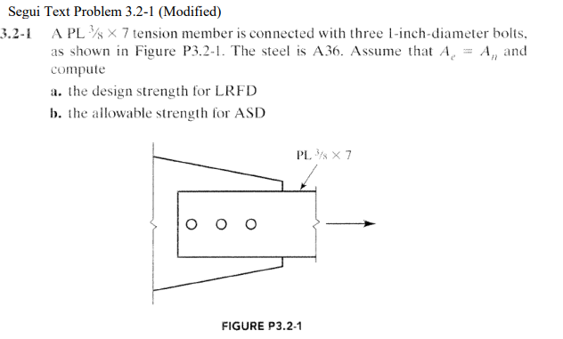 Solved Segui Text Problem 3.2-1 (Modified) 3.2-1 A PL3/8 x 7 | Chegg.com