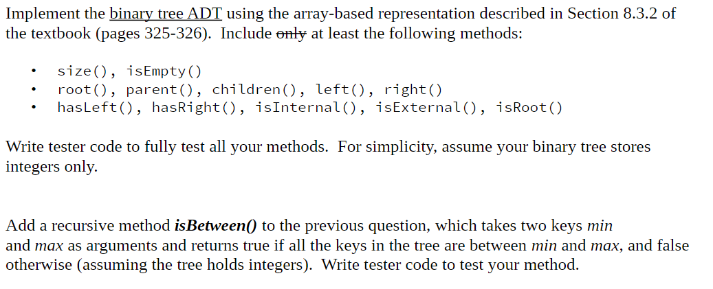 Implement The Binary Tree Adt Using The Array Based 4323