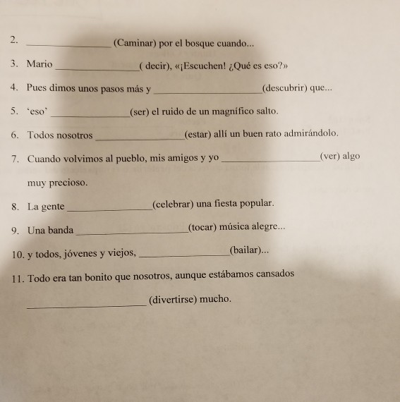 I. Rellena los espacios con la forma correcta del | Chegg.com