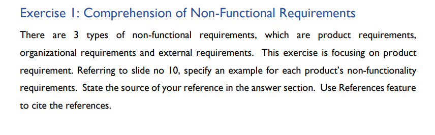 Exercise I: Comprehension of Non-Functional | Chegg.com