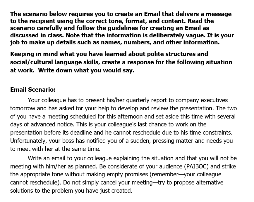 Solved The scenario below requires you to create an Email | Chegg.com