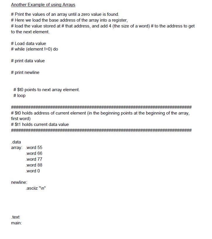 Solved Another Example of using Arrays # Print the values of | Chegg.com