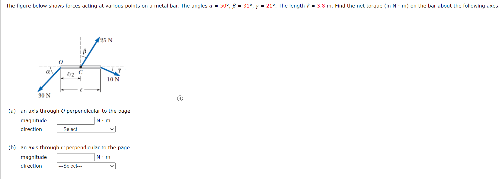 Solved (i) (a) an axis through O perpendicular to the page | Chegg.com