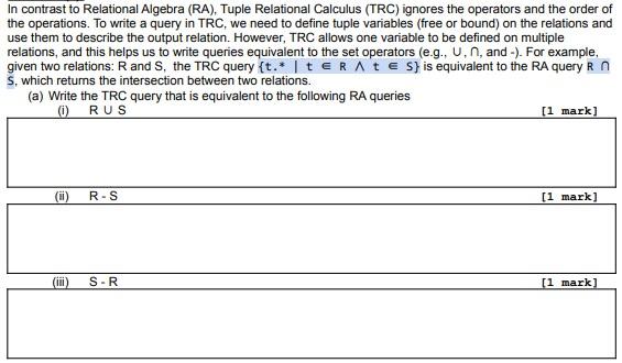 In contrast to Relational Algebra (RA), Tuple | Chegg.com In contrast to Relational Algebra (RA), Tuple | Chegg.com