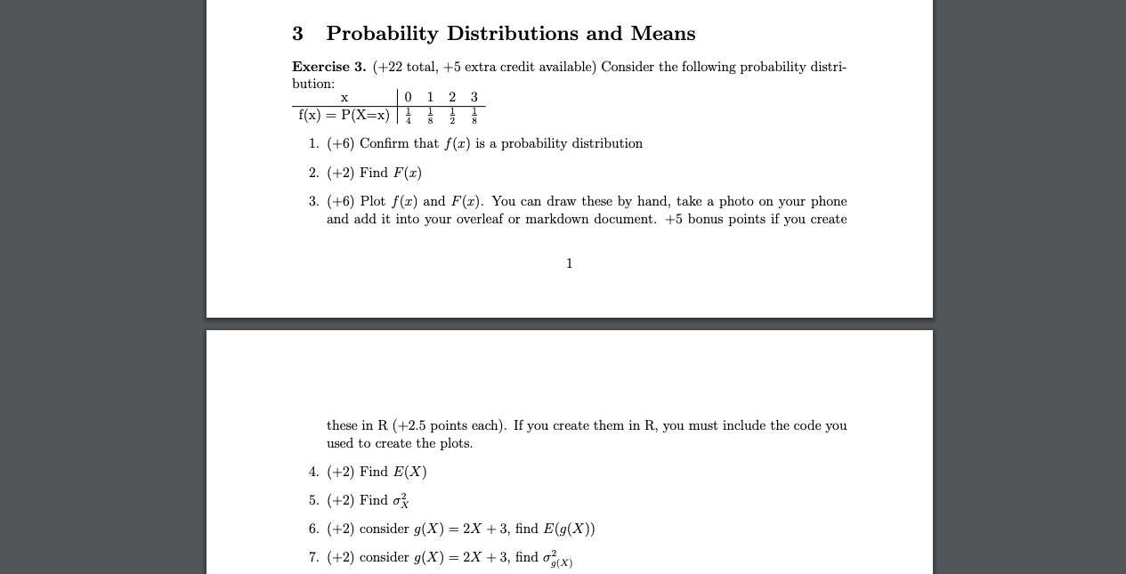 Solved 3 Probability Distributions and Means Exercise 3. (22 | Chegg.com