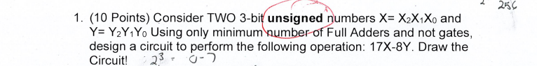 Solved (10 Points) Consider TWO 3-bit unsigned numbers | Chegg.com