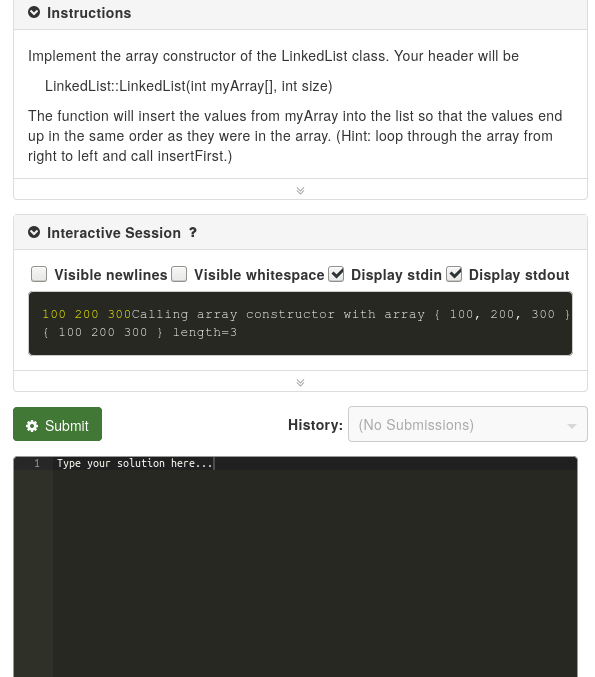 Solved Instructions Implement the array constructor of the | Chegg.com