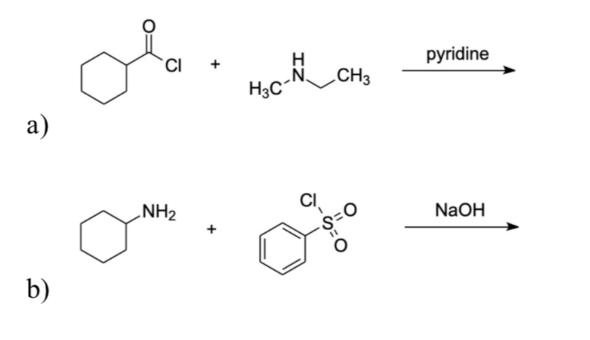 Solved pyridine CI + Hoca CH3 a) cl NH2 NaOH + S=0 b) | Chegg.com