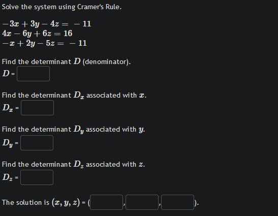 Solved Solve the system using Cramer's Rule. | Chegg.com