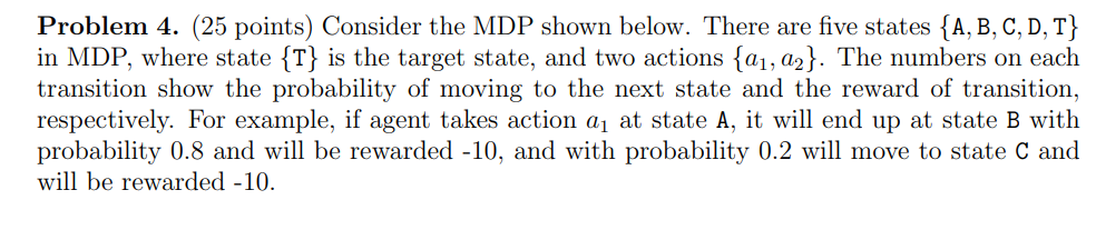 Solved Problem 4. (25 points) Consider the MDP shown below. | Chegg.com