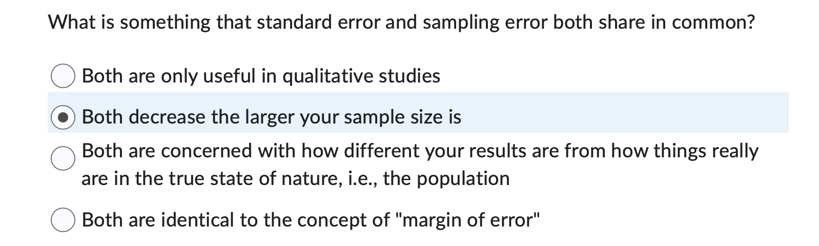 Solved What is something that standard error and sampling | Chegg.com