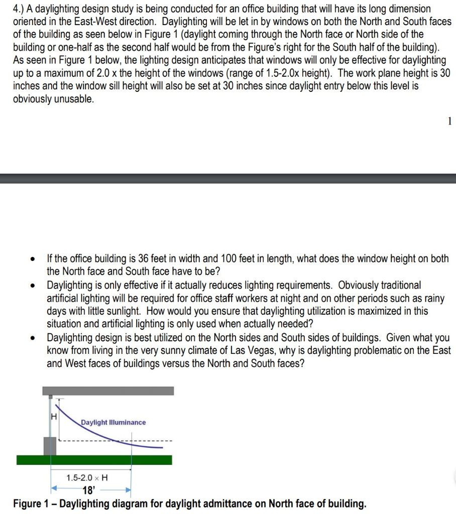 4.) A daylighting design study is being conducted for | Chegg.com