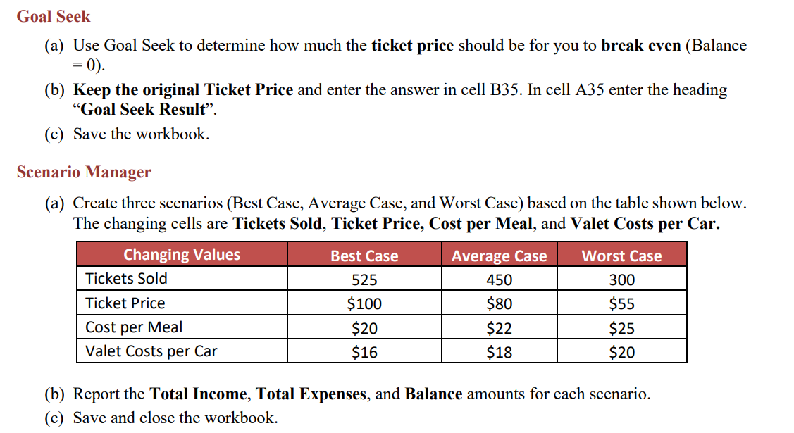 Solved Goal Seek (a) Use Goal Seek to determine how much the | Chegg.com
