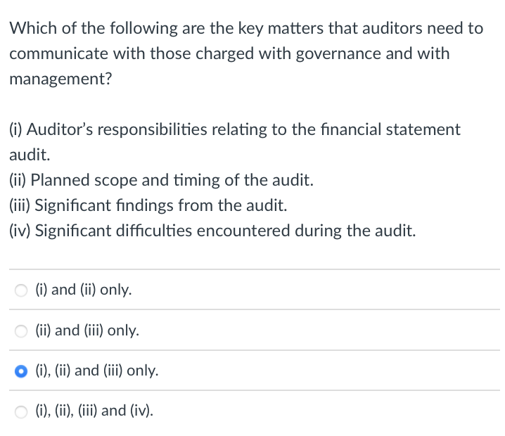 Solved Which of the following are the key matters that | Chegg.com