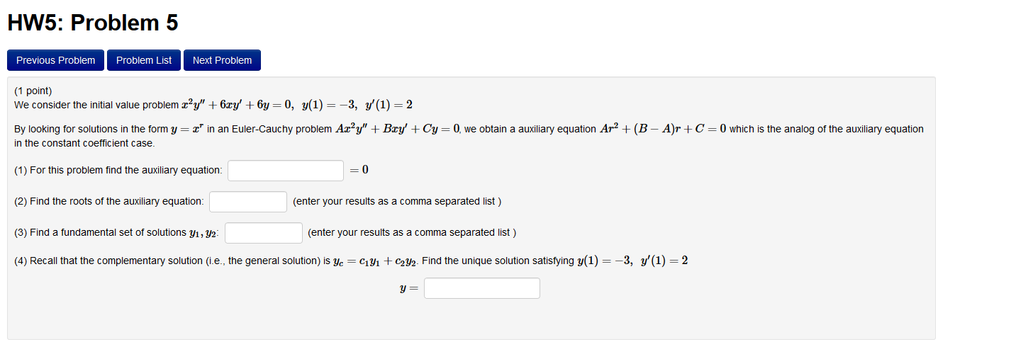 Solved HW5: Problem 5 Previous Problem Problem List Next | Chegg.com