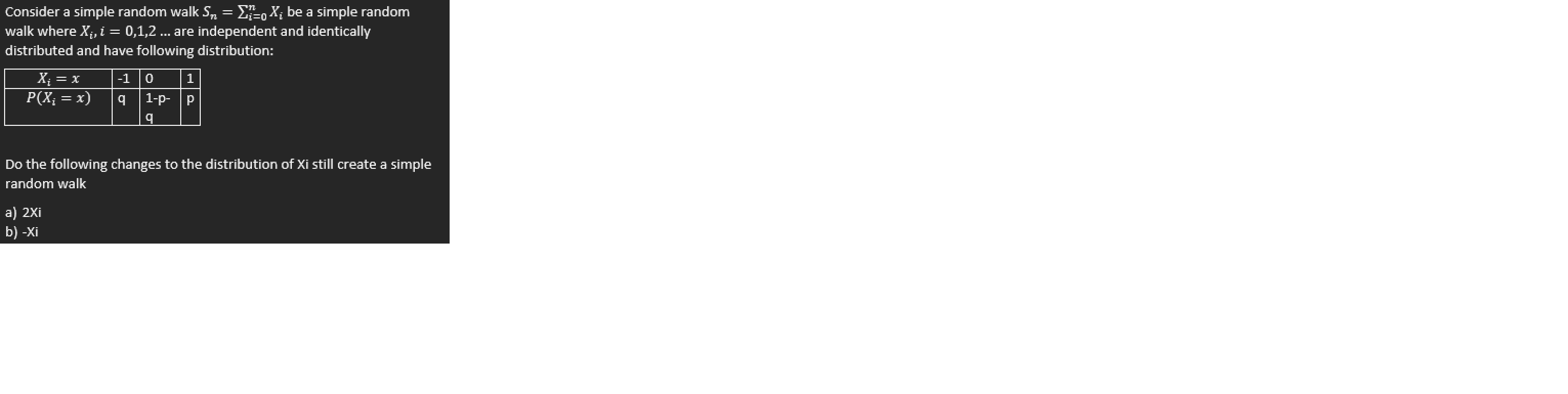 Solved = Consider a simple random walk Sn 2920X; be a simple | Chegg.com