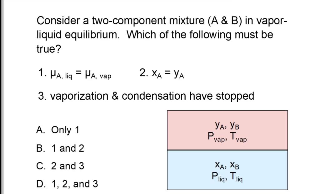 Solved Consider a two-component mixture (A & B) in vapor- | Chegg.com