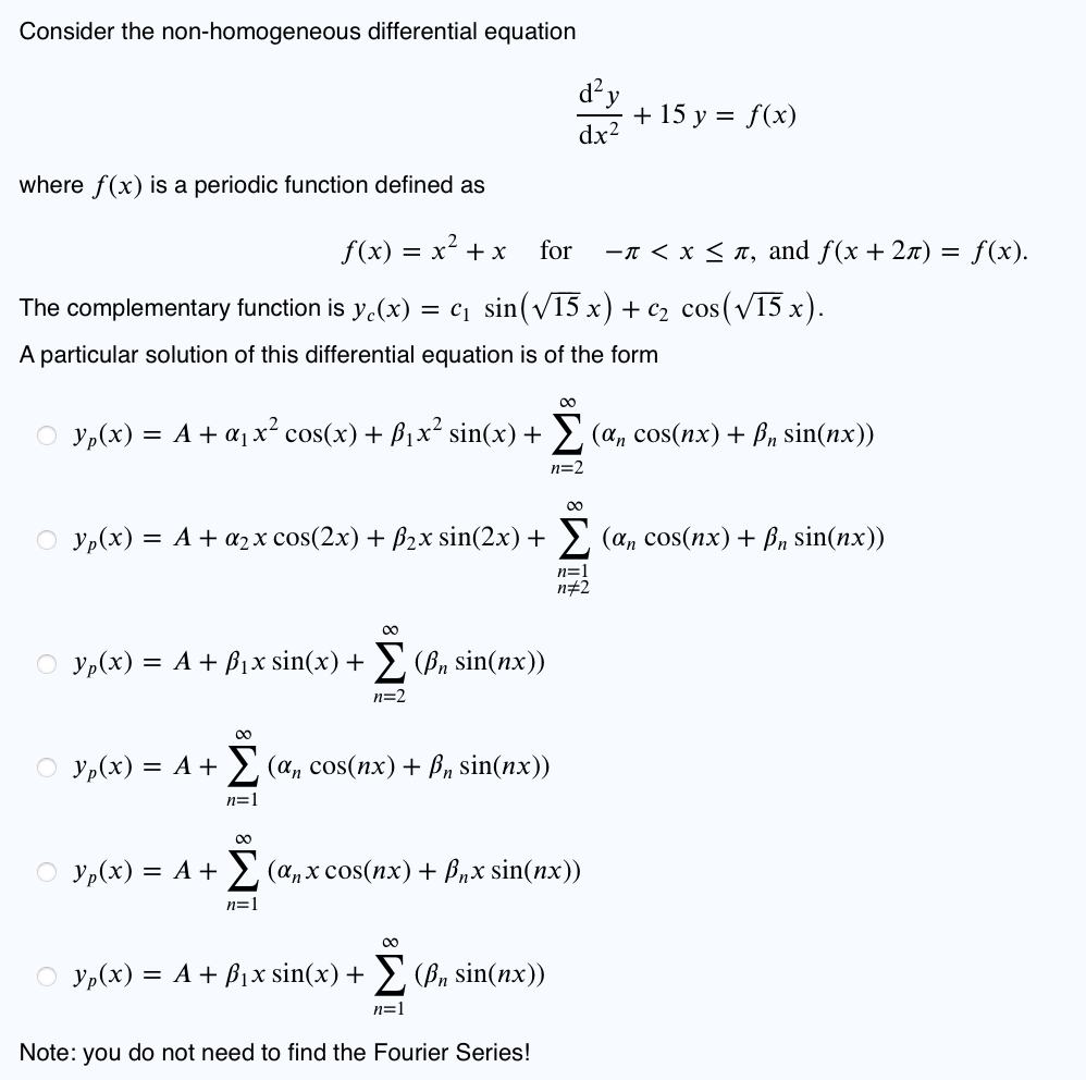 Solved Consider the non-homogeneous differential equation | Chegg.com