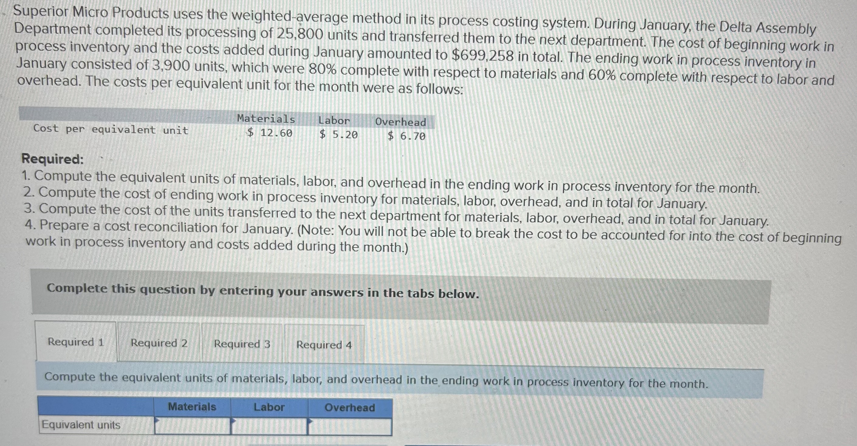 Superior Micro Products uses the weighted-average | Chegg.com