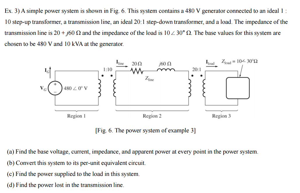 Solved Ex. 3) A simple power system is shown in Fig. 6. This | Chegg.com