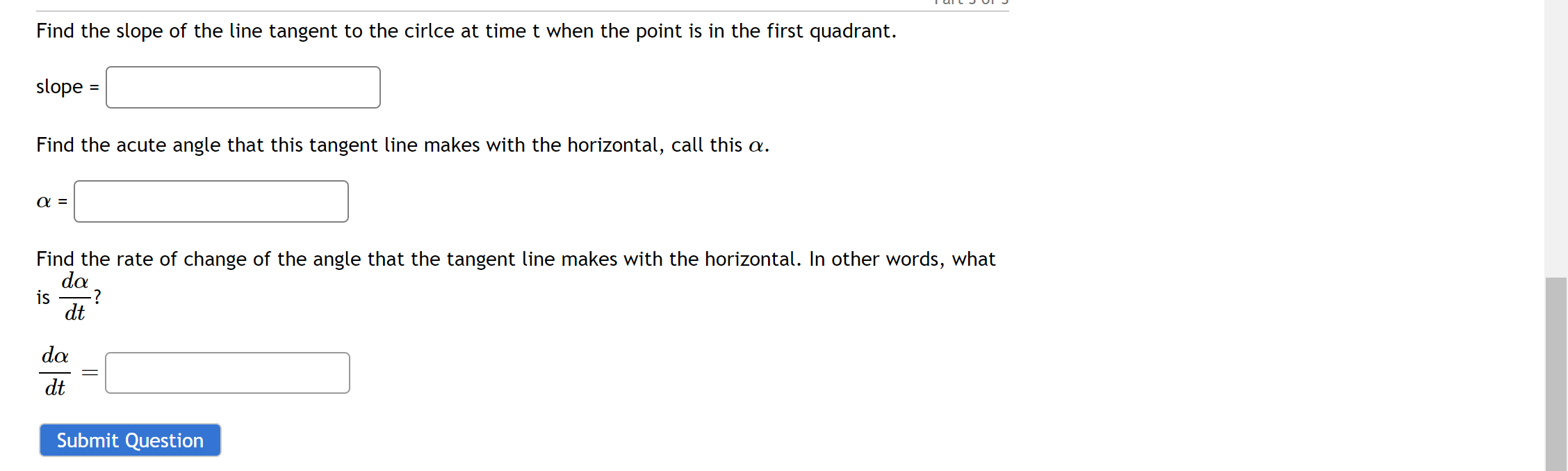 Solved A particle moves counter-clockwise around a cirlce of | Chegg.com