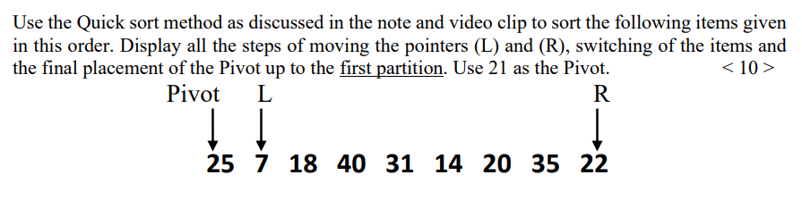 Solved Use The Quick Sort Method As Discussed In The Note Chegg